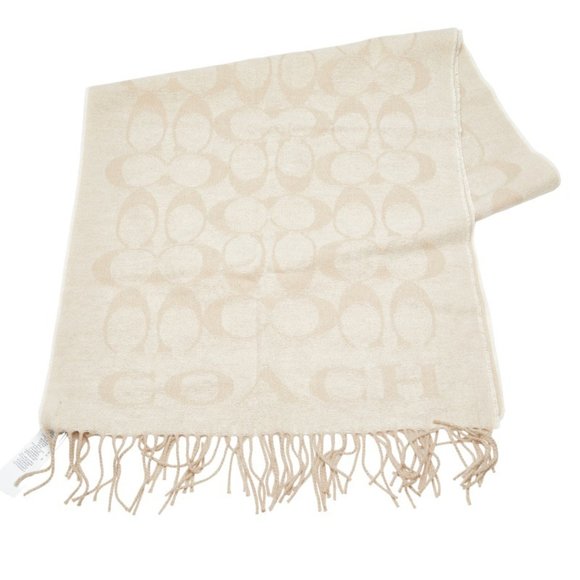 Coach | Accessories | Coach Signature Muffler Shawl F3688 Beige Wool ...